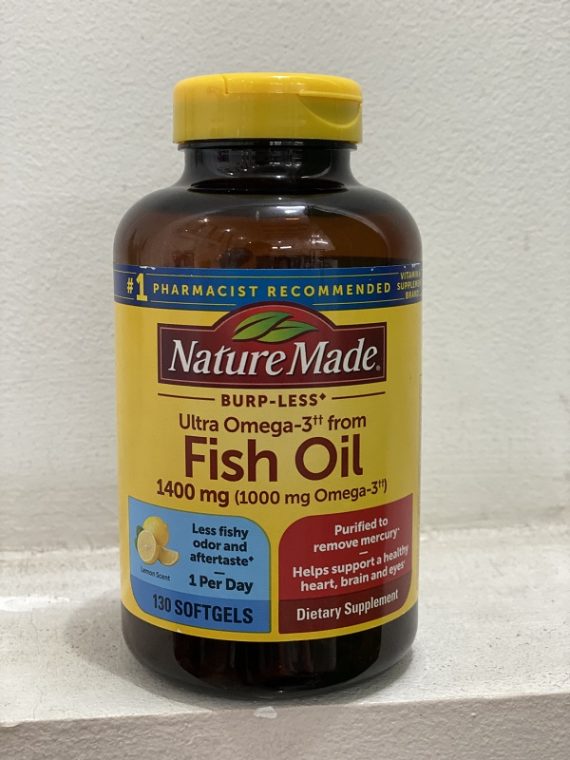 Dầu cá Nature Made Burp-Less Fish Oil 1400mg của Mỹ 130v